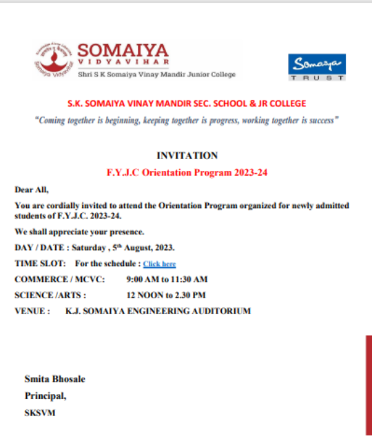 FYJC ORIENTATION PROGRAM 2023-24 - SKVMC